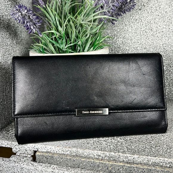 Enzo Angiolini | Bags | Enzoangiolini Black Faux Leather Large Wallet ...